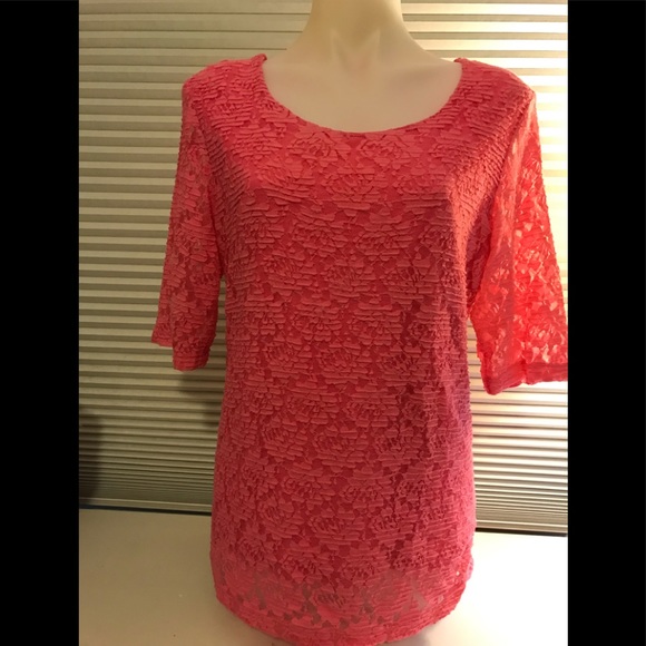 Christopher & Banks | Tops | Christopher Banks Pink Lace Top | Poshmark